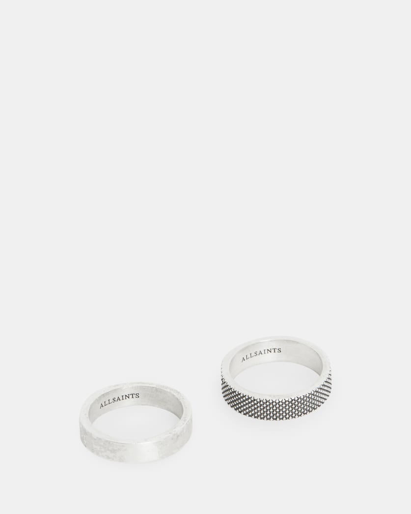 Mars Textured Sterling Silver Ring Set WARM SILVER | ALLSAINTS